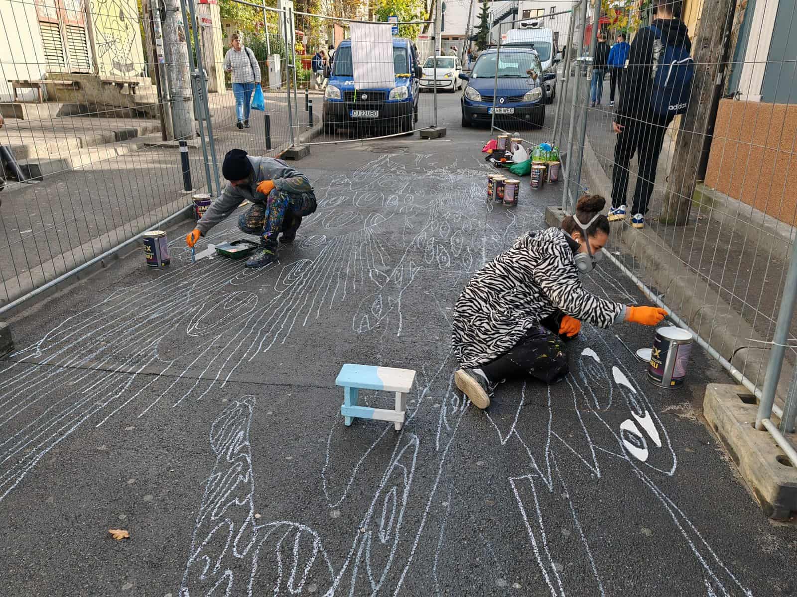 VIDEO FOTO. Desene pe asfalt la Cluj-Napoca. A început proiectul ...